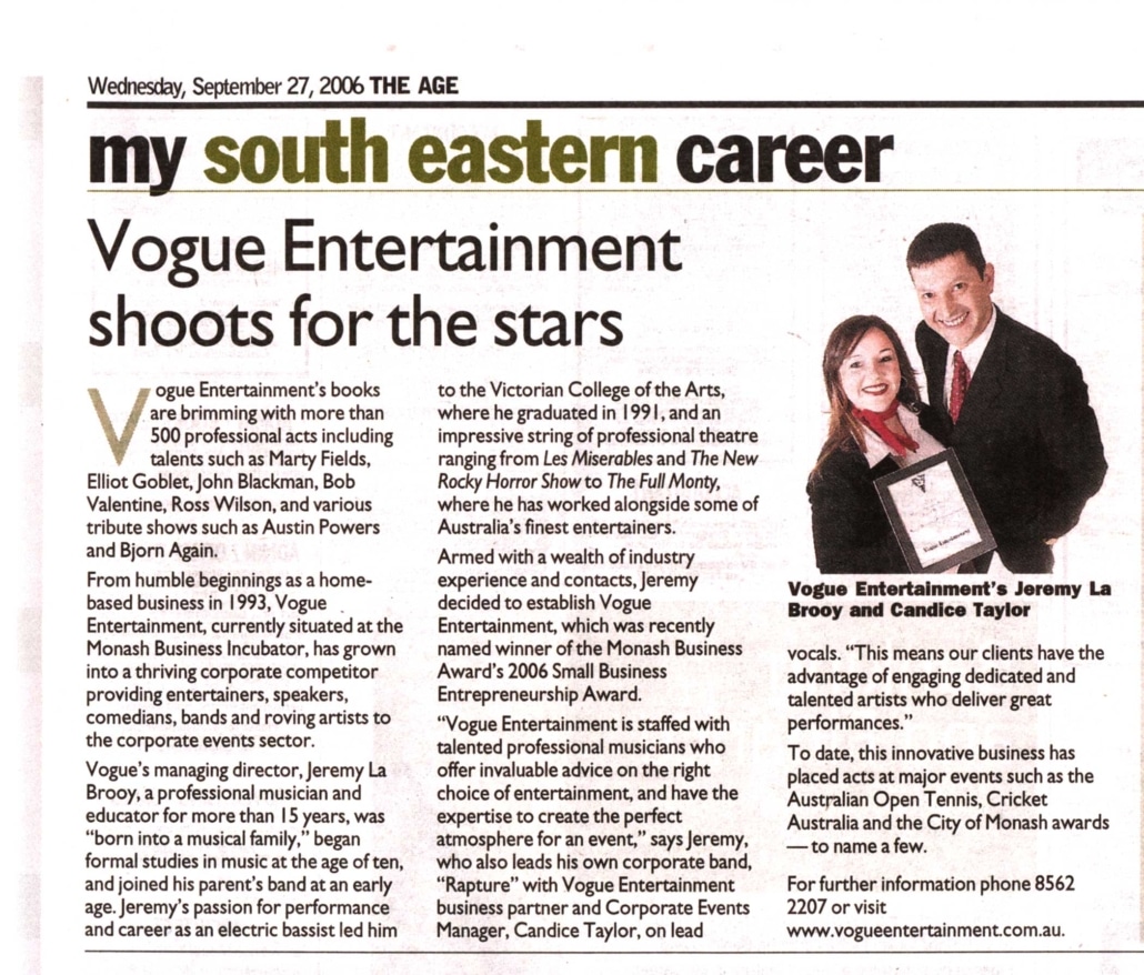 Vogue Entertainment Agency Marks Three Decades of Excellence in Event ...